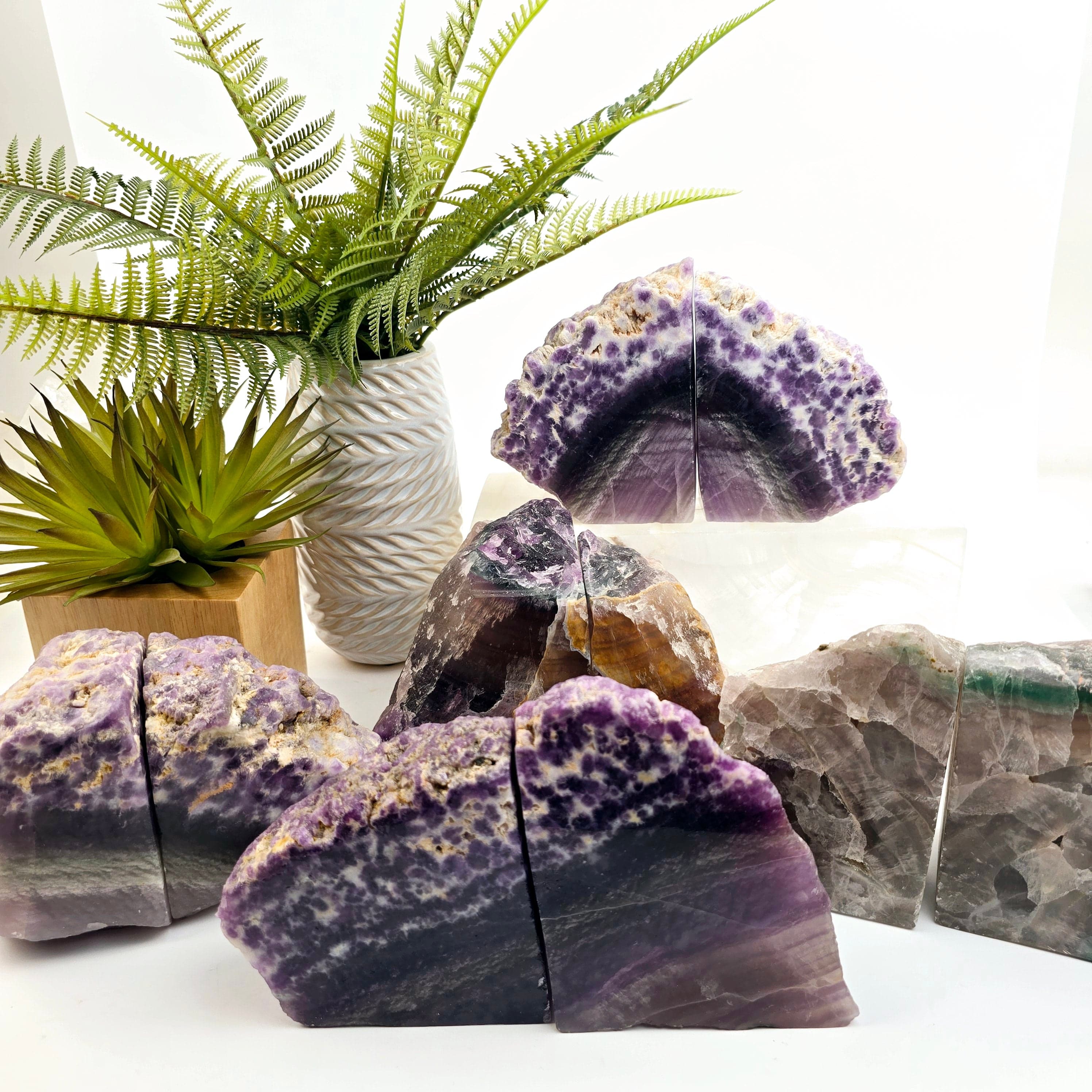 Fluorite Semi Polished Crystal Bookends - As Is - You Choose #2 – Rock ...