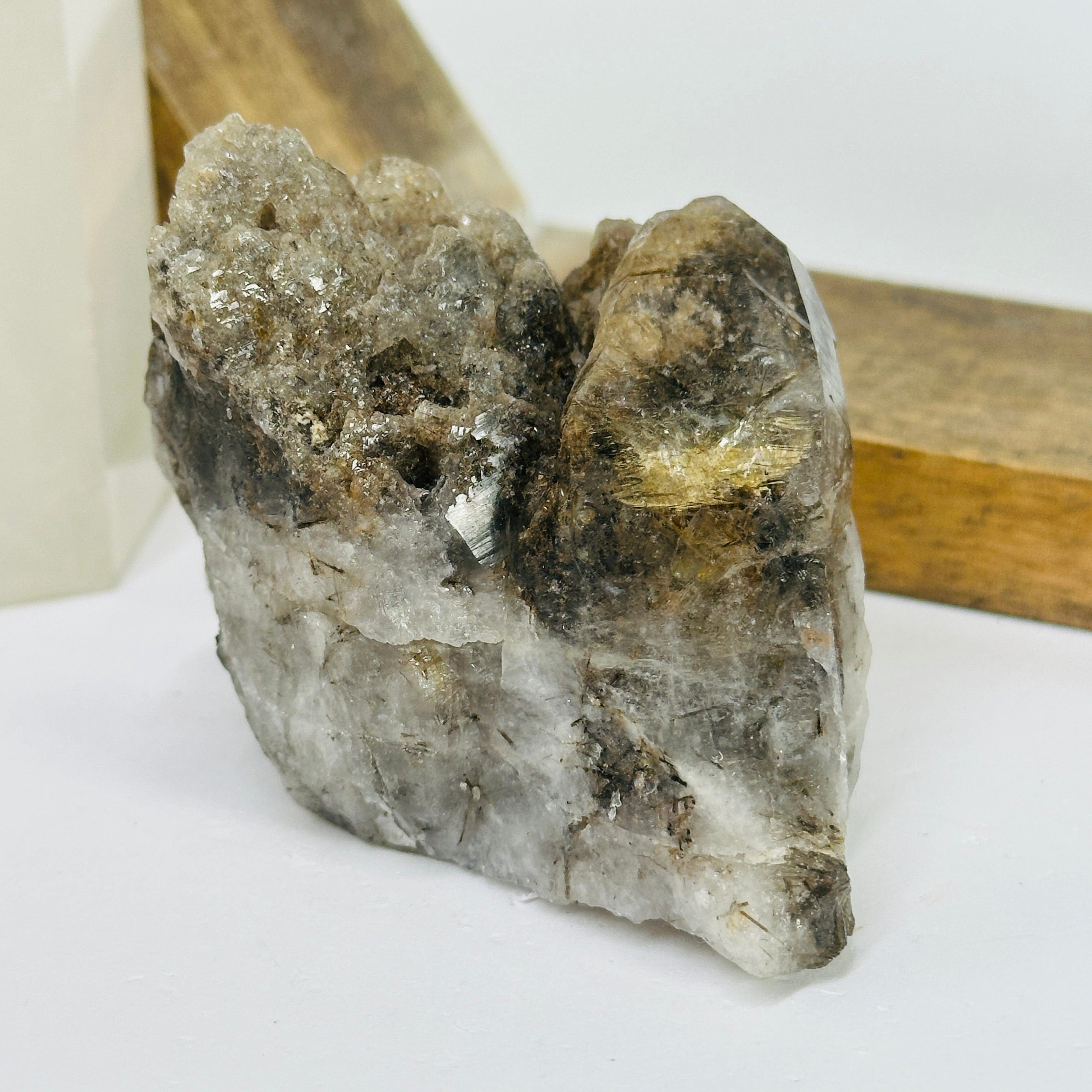 Elestial Alligator Fibrous Smokey Quartz Crystal with Rutile Rare Ston ...