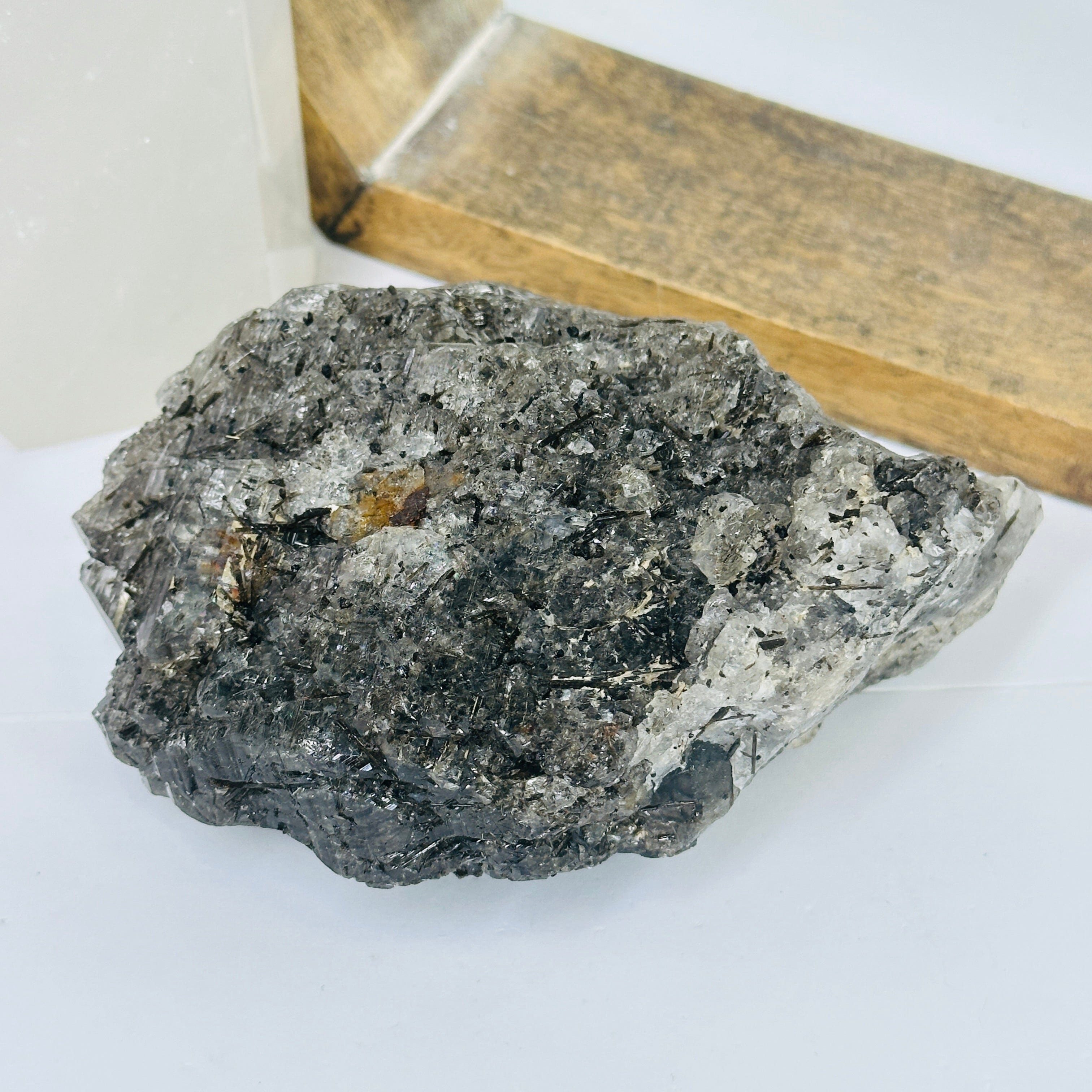 Large Elestial Alligator Fibrous Smokey Quartz with Gold and Black Rut ...