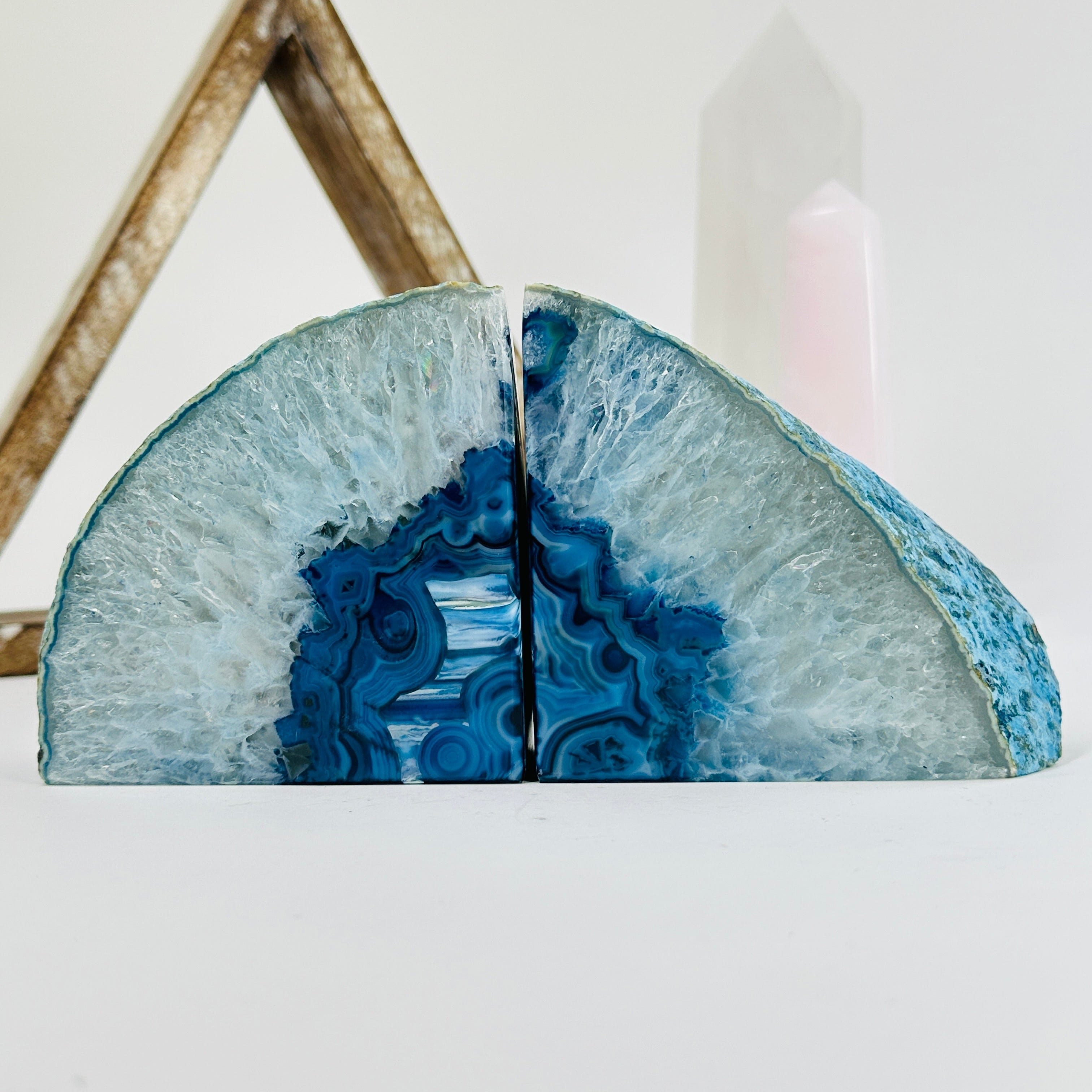 Blue Agate Bookends Crystal Home Decor – Rock Paradise