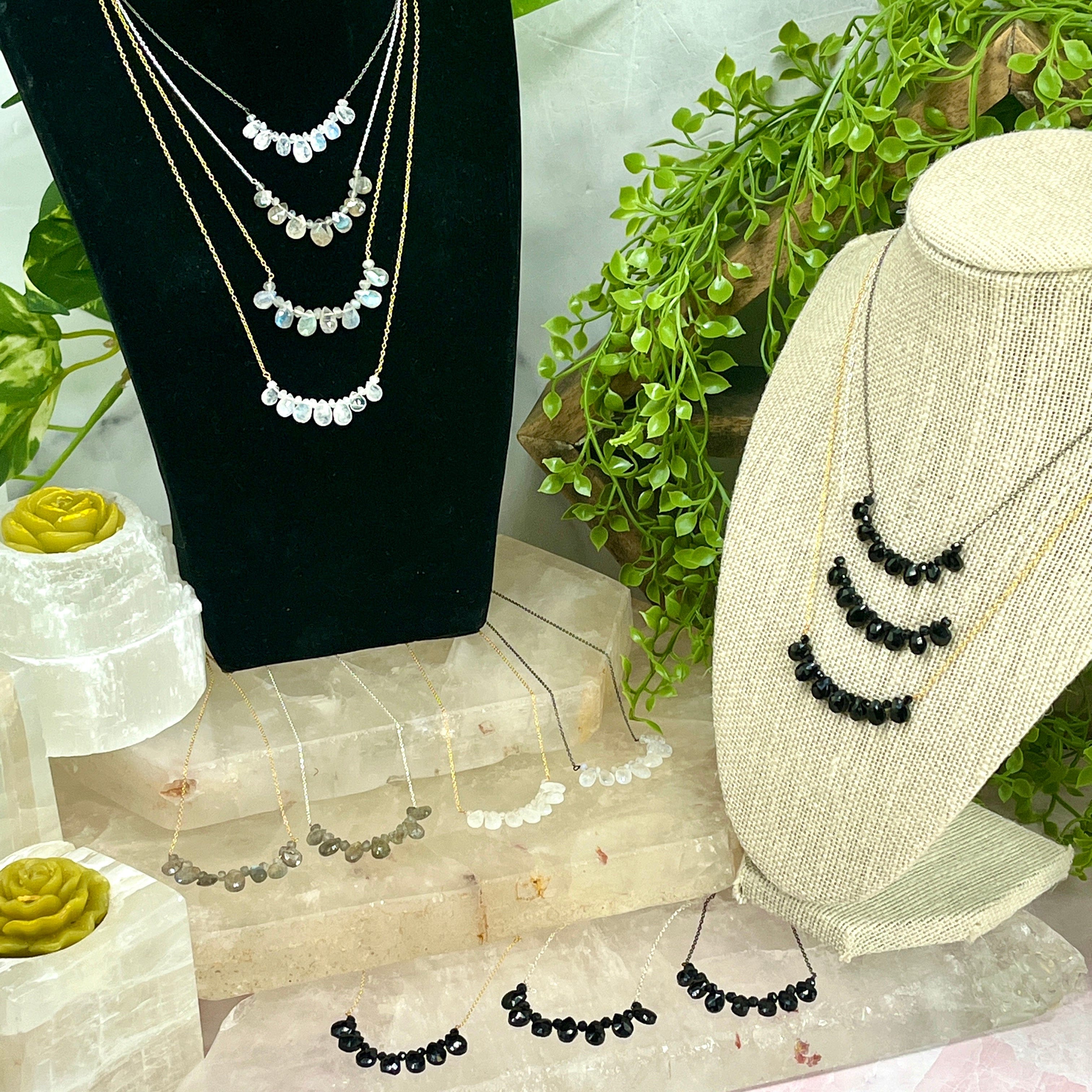 Sandra Necklace - Crystal Briolette Gemstone Necklace - – Rock Paradise