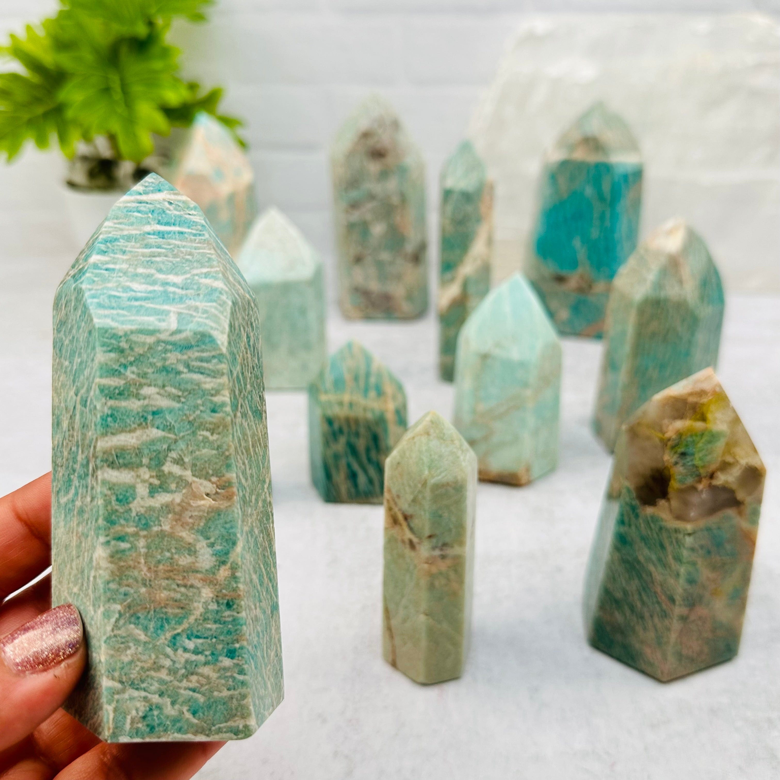 Amazonite Crystal Polished Tower Obelisk Point - By Weight – Rock Paradise