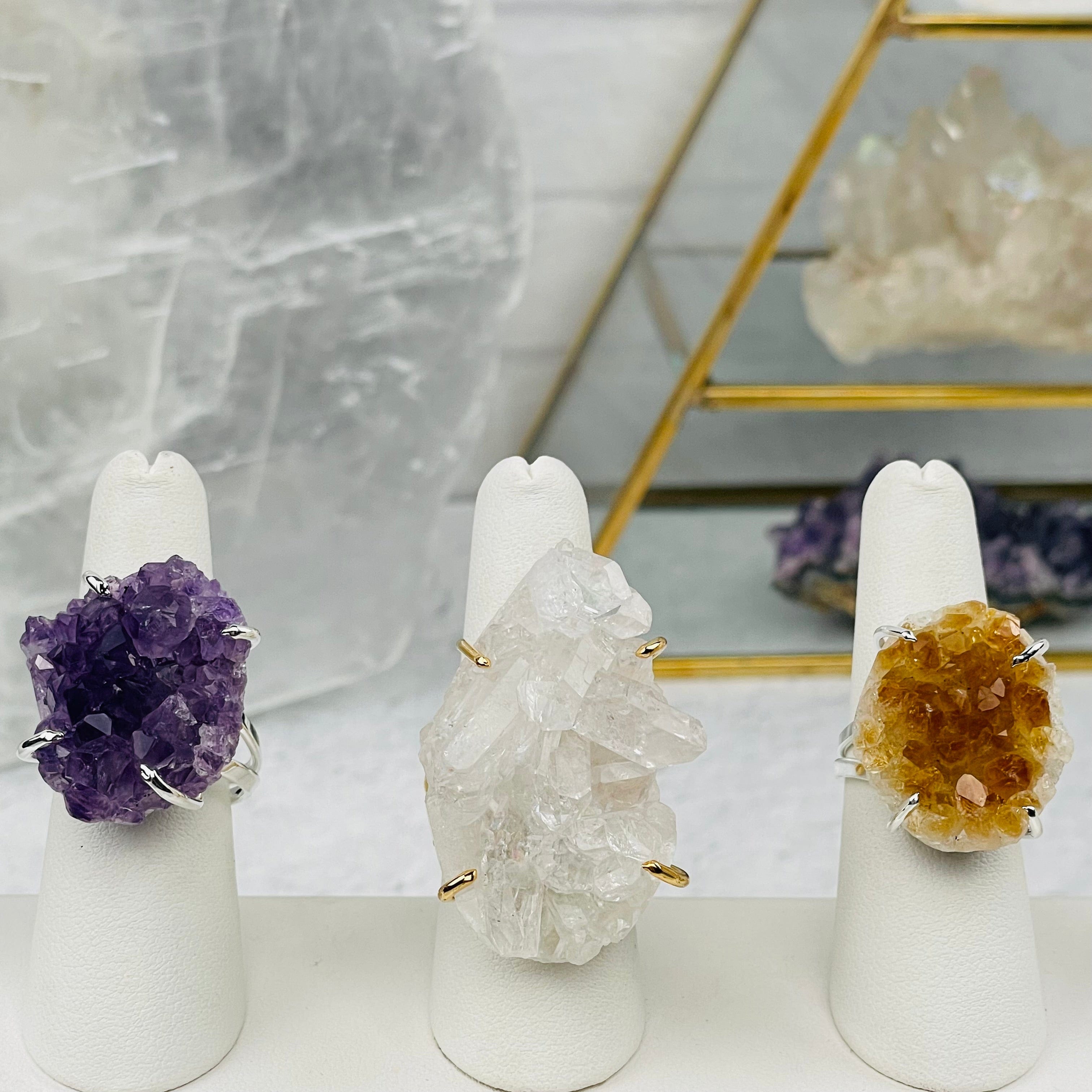 Crystal Cluster Ring (Amethyst, Citrine, or Crystal Quartz) – Rock Paradise