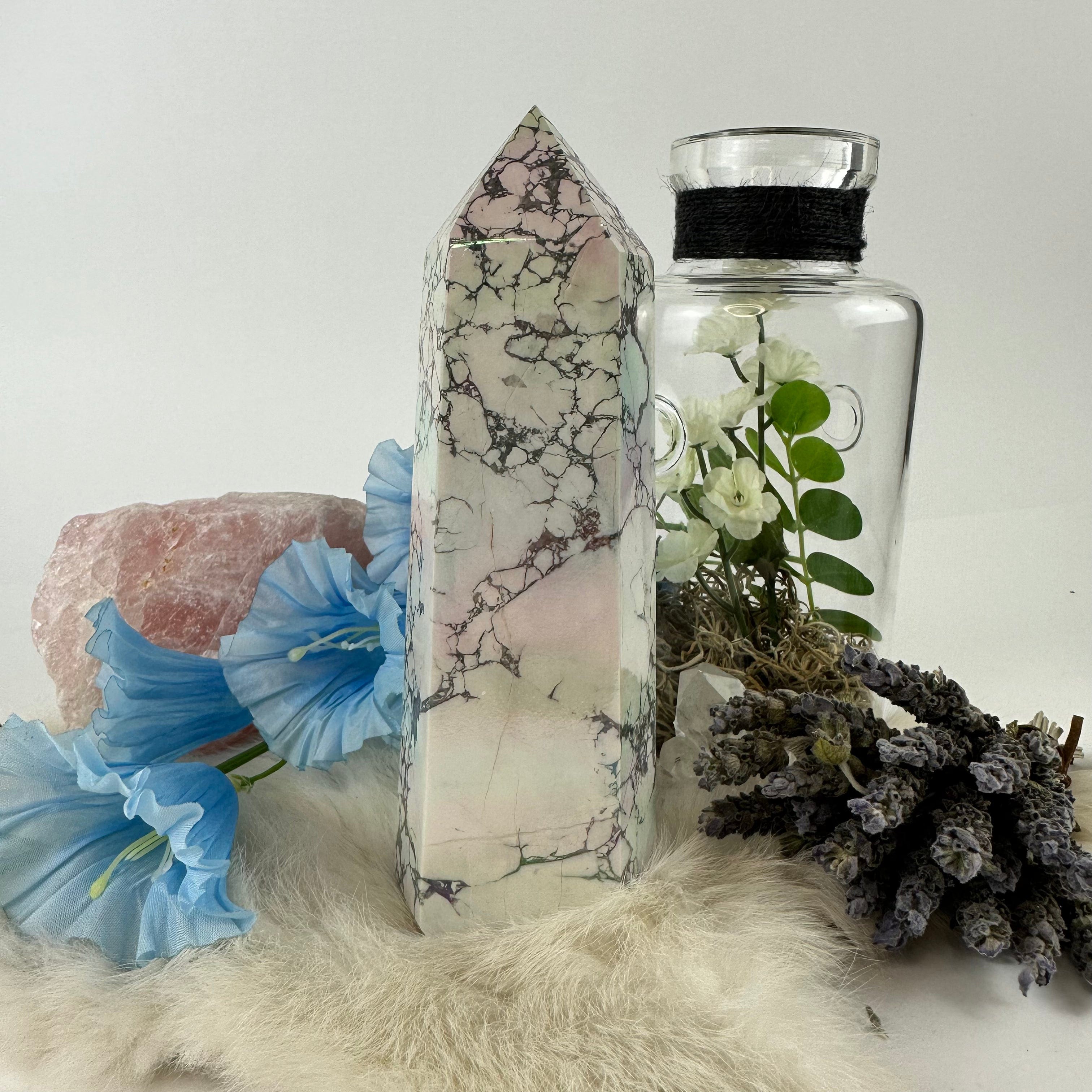 White Howlite Aura Tower Home Decor – Rock Paradise