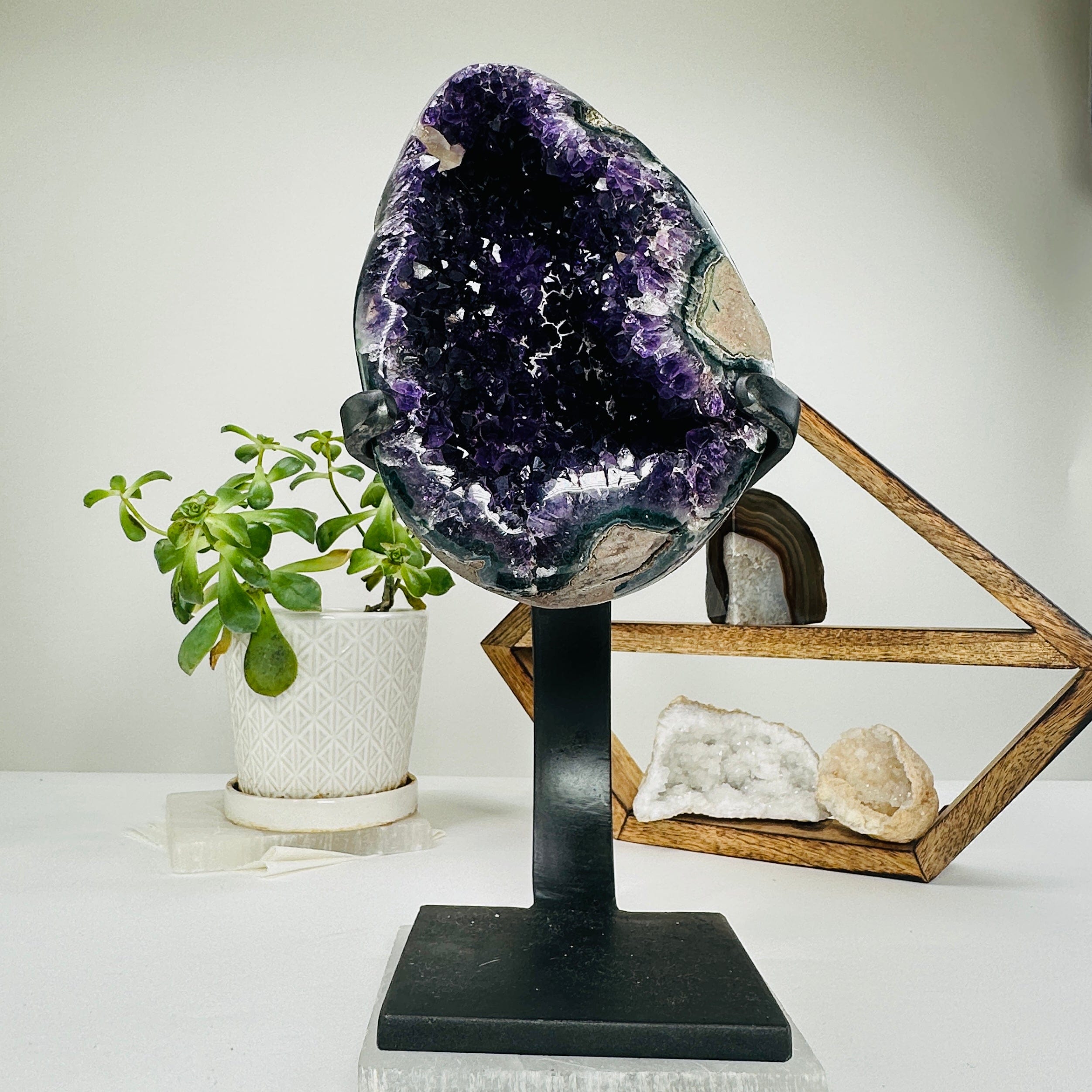 Large Amethyst Cluster on Black Stand – Rock Paradise