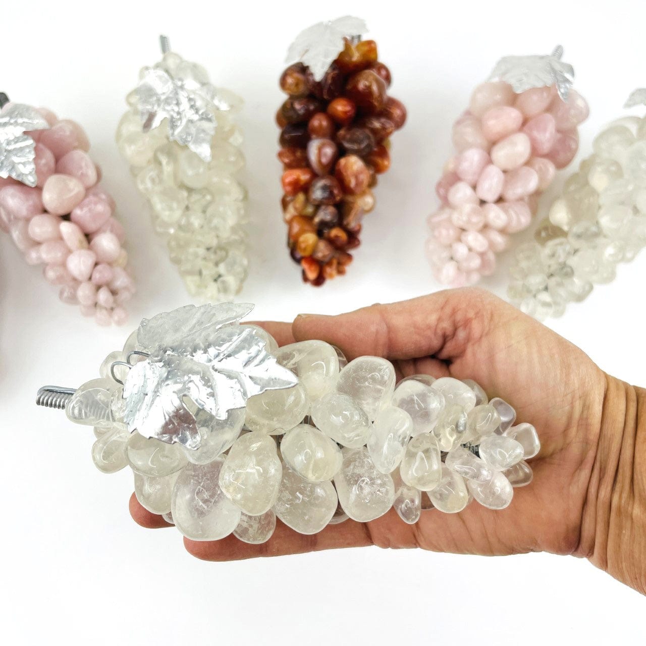 Polished Stone Grape Bunch with Silver Leaf - You Choose Stone – Rock ...