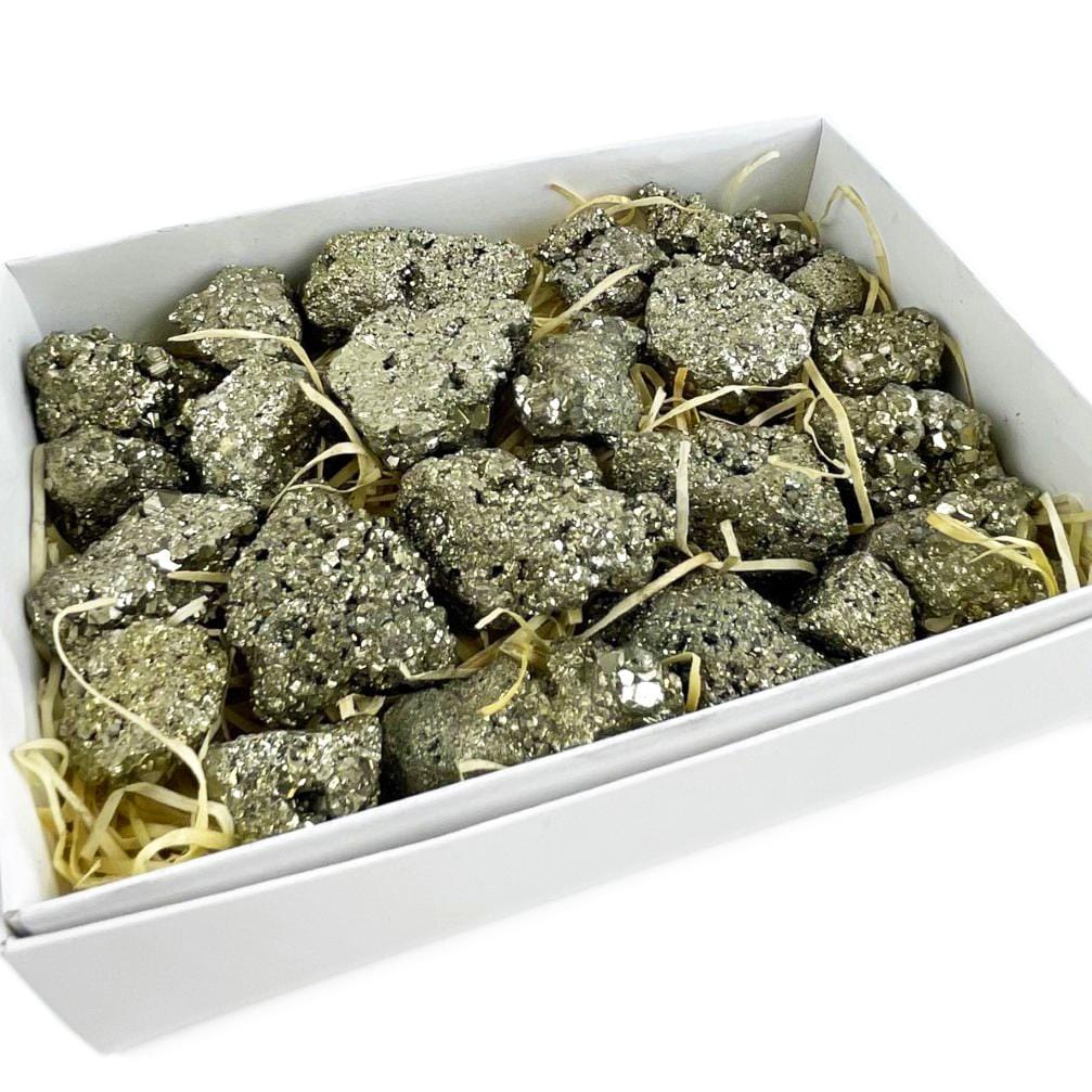 Rough Iron Pyrite Crystal Flat Box – Rock Paradise