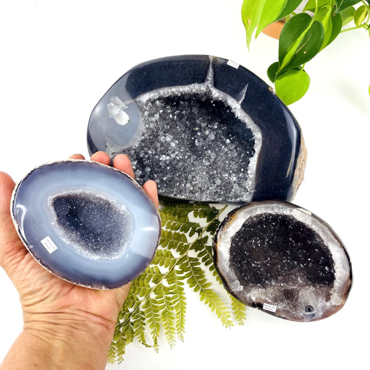 Bulk Lot 3 Agate Geodes with Druzy Centers - Beautiful Collection ...