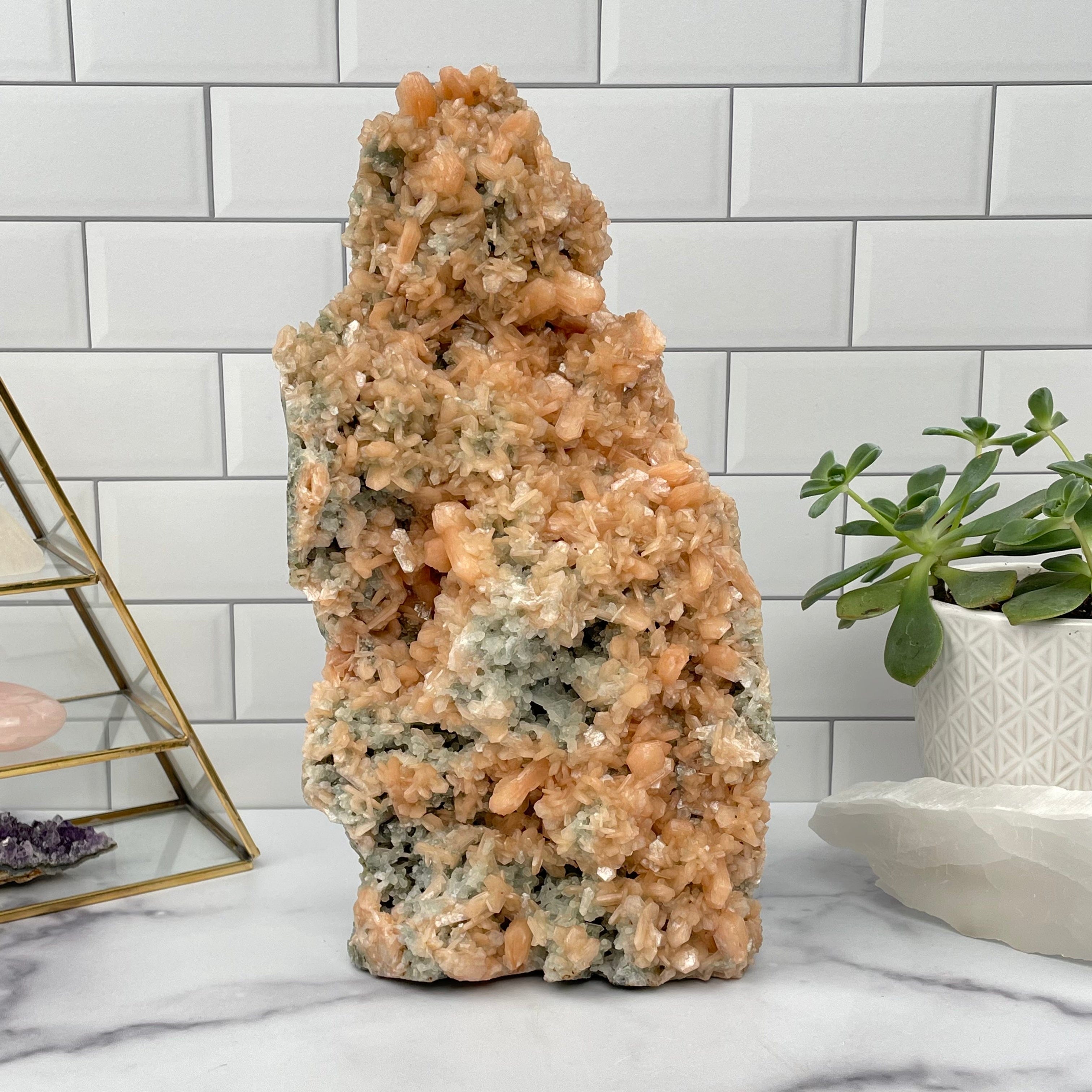 Peach Zeolite And Green Apophyllite Formation – Rock Paradise