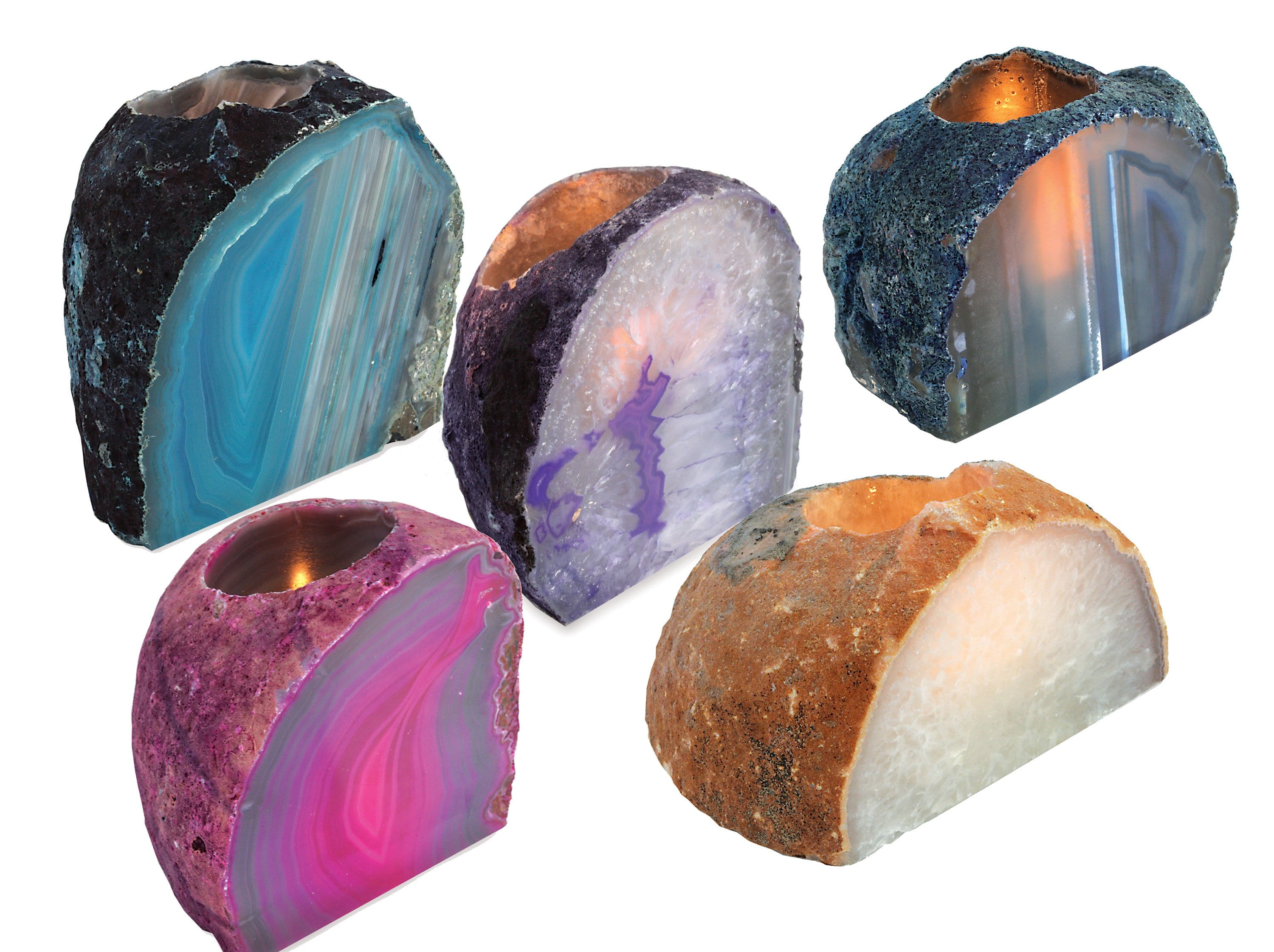 Agate Candle Holders - Assorted Colors - Crystal Decor (RK2) – Rock ...
