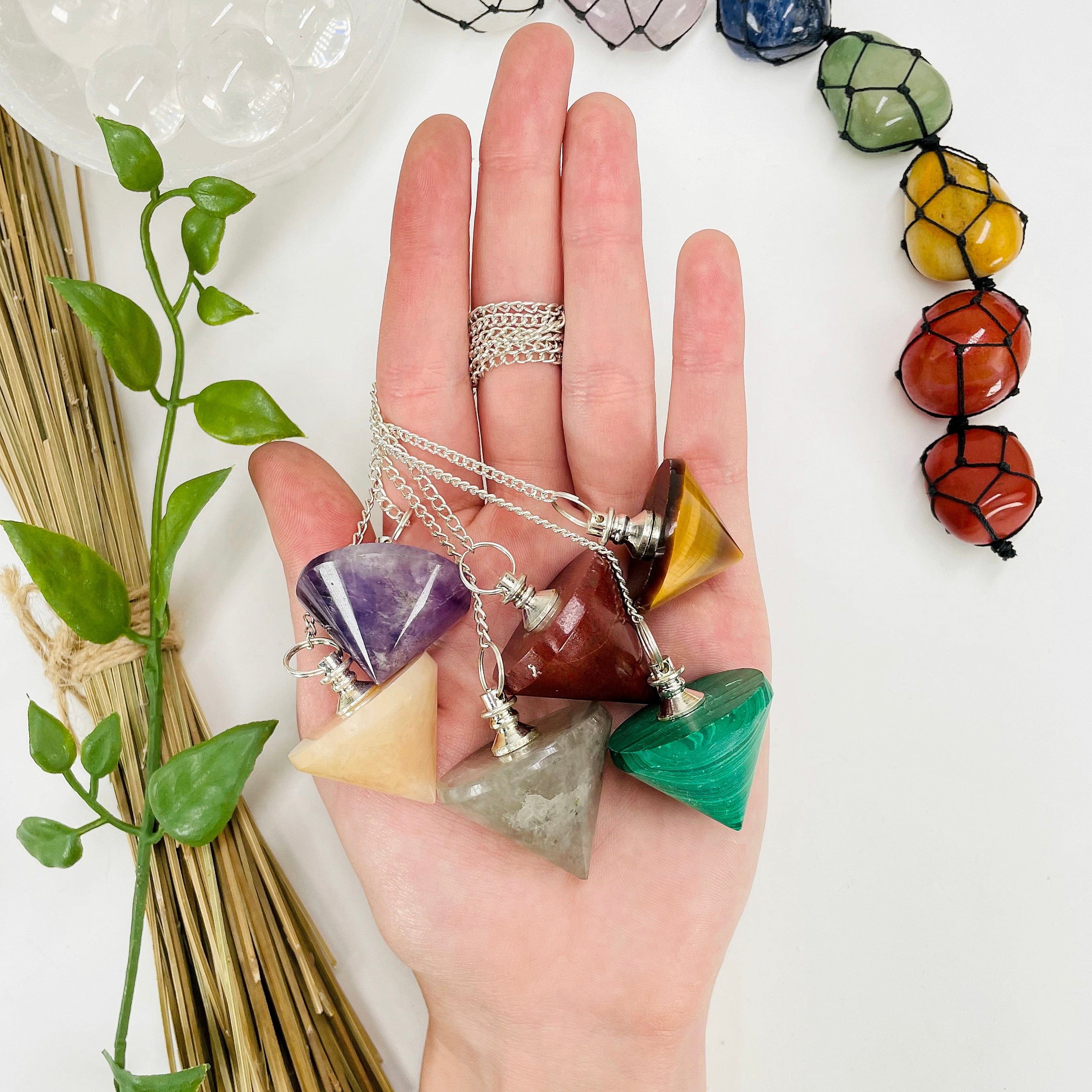 Crystal Pendulum with Silver Plated Bail and Chain – Choose Your Stone ...