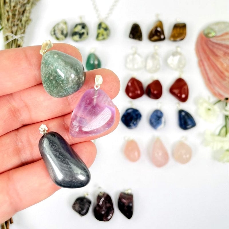 Crystal Tumbled Stone Pendants with Silver Tone Bail – Rock Paradise