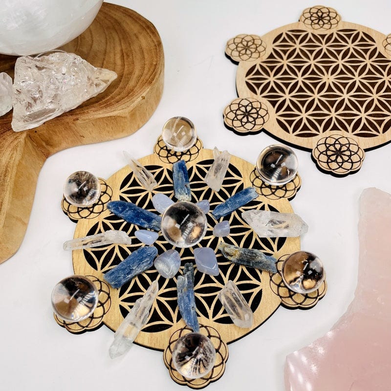 Flower of Life with Seed of Life Crystal Grid - Wooden Grid - – Rock ...