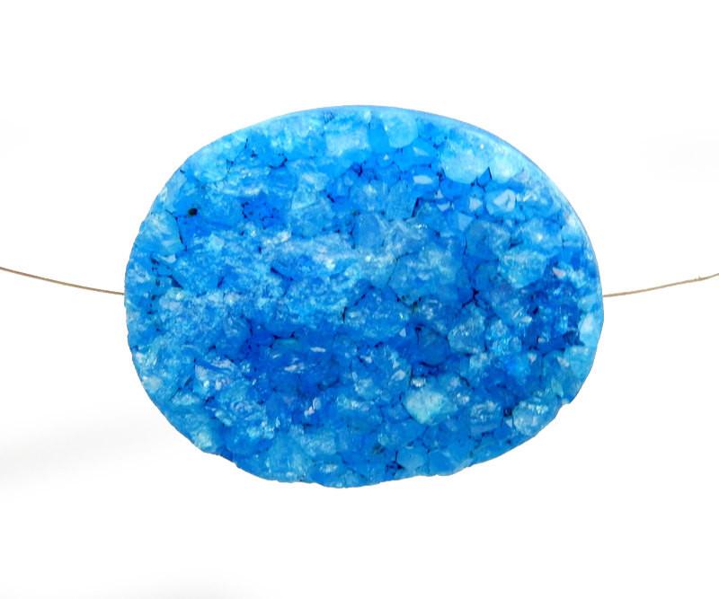 Druzy Bead Large Teal Oval Shaped Top To Bottom Drilled Bead – Rock ...