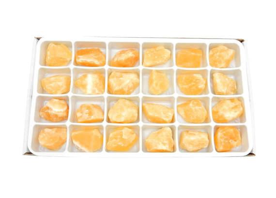 Orange Calcite Flat Box - Box of 24 Crystal Pieces - Wholesale Bulk Cr ...