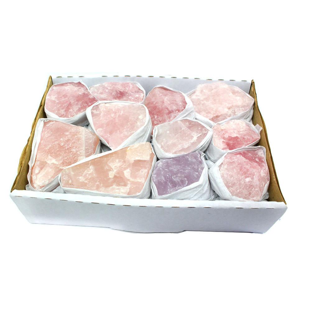 Rough Rose Quartz Flat Box - Box Size 7.5x5x2" - Crystal Collection ...