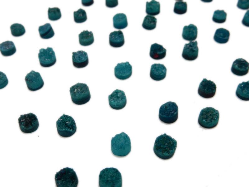 Teal Green Round Druzy Pair - Beautiful 6mm Round Shaped Druzy (RK35B2 ...